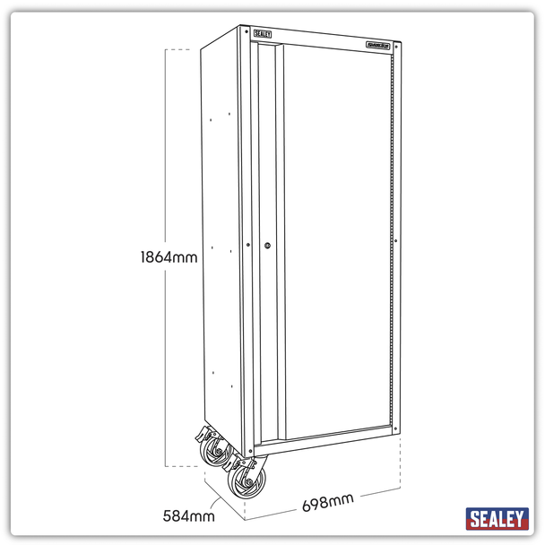 Sealey AP6104BE | Superline PRO Black Edition Side Locker with Castors ...