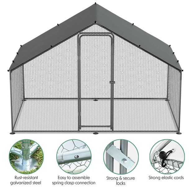 Sealey DG278 │ Dellonda Walk-In Galvanized Steel Chicken Run with Roof ...
