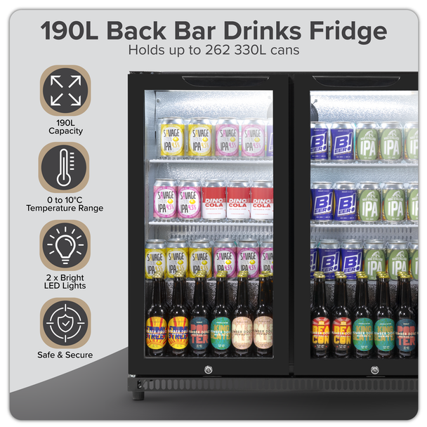 Sealey DH272 │ Baridi Hinged Double Door, Back Bar Drinks Fridge/Cooler ...
