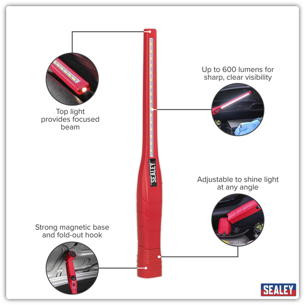 Sealey LED3604R ⏐ Rechargeable 360° Slim Inspection Light 8W & 1W SMD ...