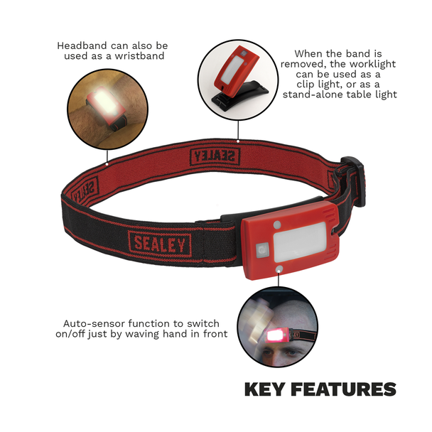 Sealey LED360HTR ⏐ Rechargeable Head Torch with Auto-Sensor 2W COB LED ...