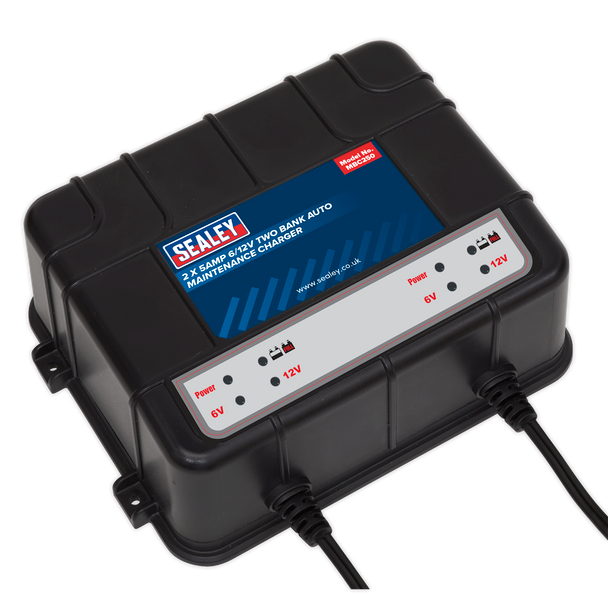 Sealey MBC250 ⏐ 6/12V 2 Bank Auto Maintenance Charger 10A (2 x 5A ...