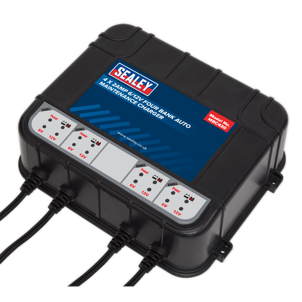 Sealey MBC420 ⏐ 6/12V 4 Bank Auto Maintenance Charger 8A (4 x 2A ...