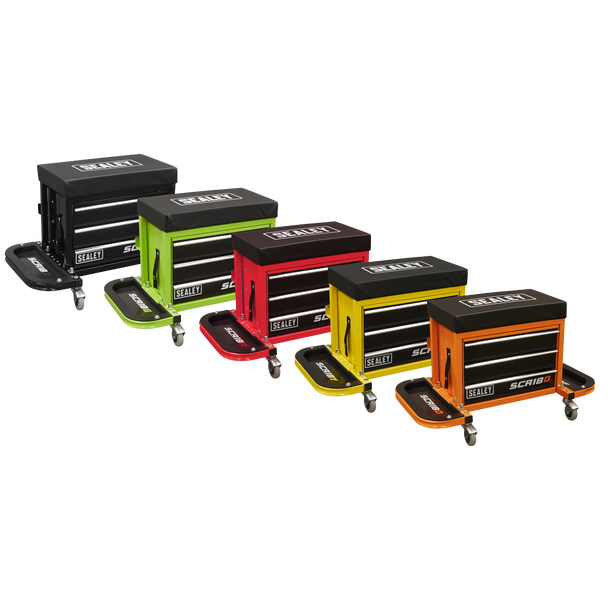 Sealey SCR18R ⏐ Mechanic's Utility Seat & Toolbox - Red | Compressed ...