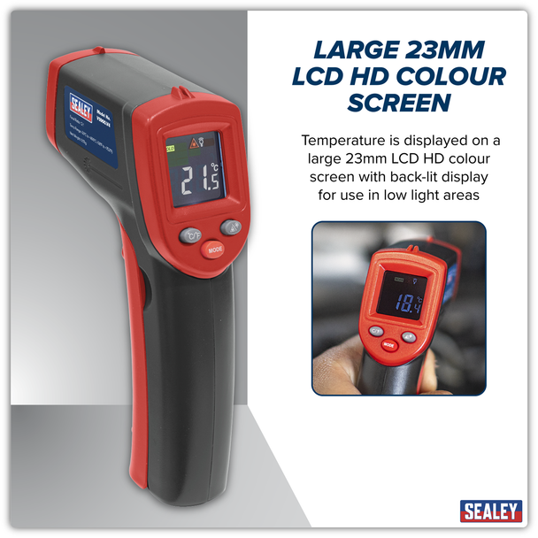Sealey VS900 ⏐ Infrared Laser Digital Thermometer 12:1 | Compressed Air ...