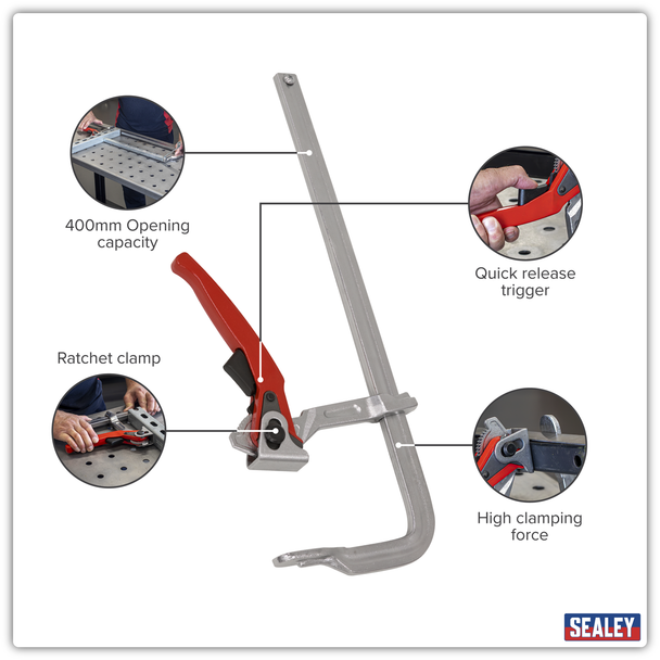 Sealey WRC400 ⏐ Welding Ratchet Clamp 400 x 120mm | Compressed Air ...